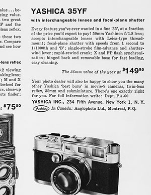 Yashica YE & YF Rangefinder Cameras